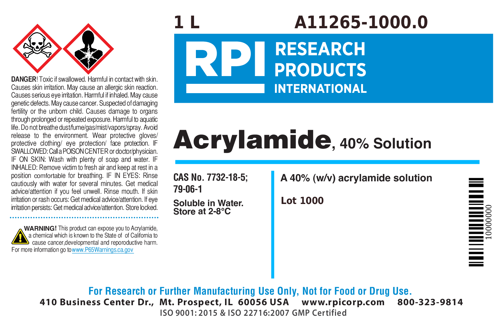 A11265-1000.0 - Acrylamide, 40% Solution, 1 Liter
