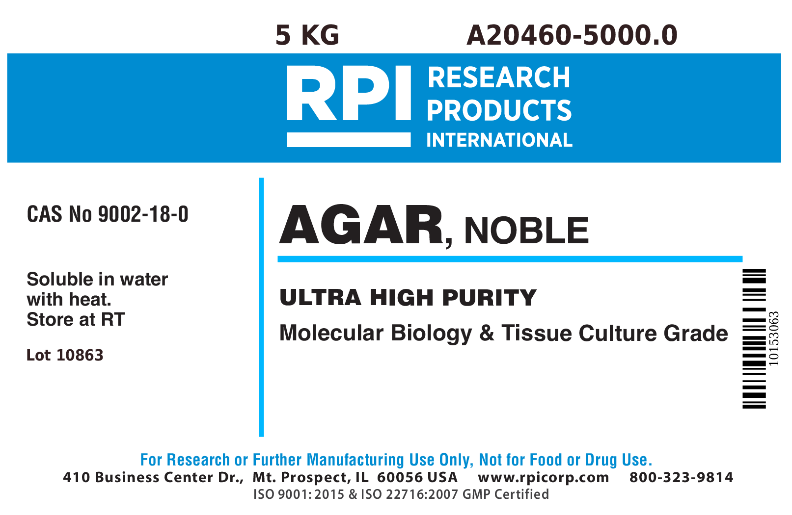 A20460-5000.0 - Agar Noble, 5 Kilograms