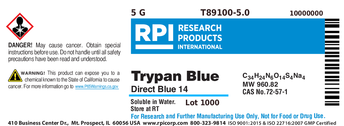T89100-5.0 - Trypan Blue, 5 Grams