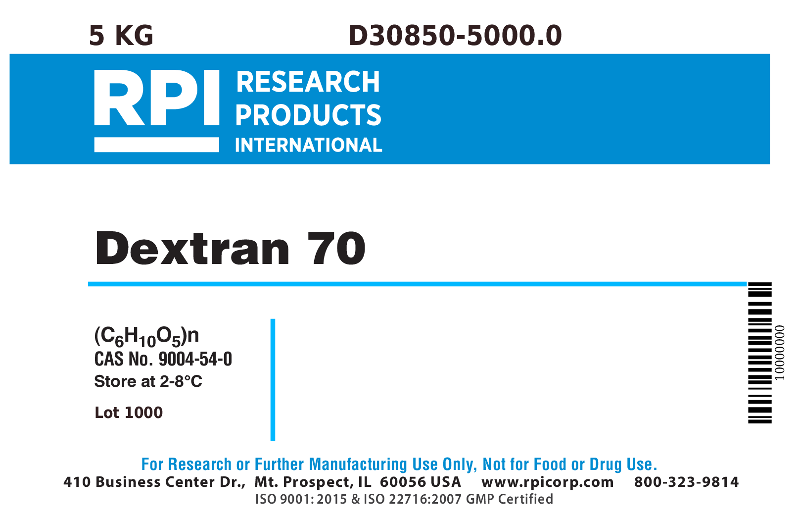 D30850-5000.0 - Dextran 70, 5 Kilograms