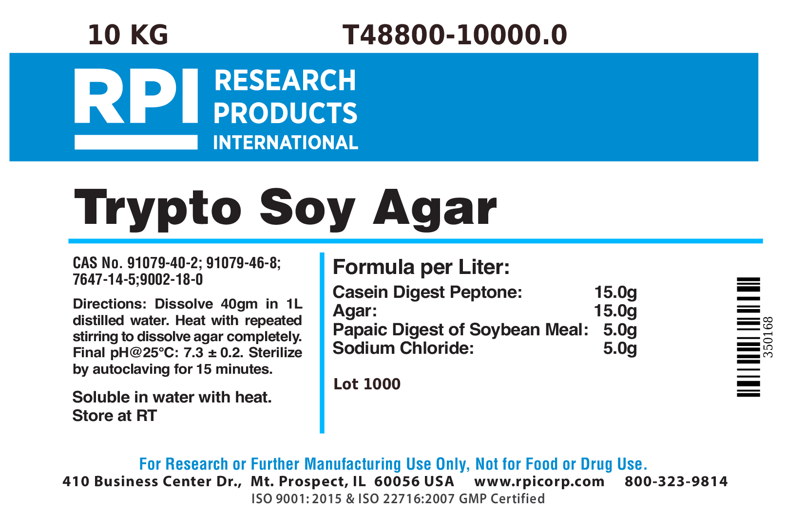 T48800-10000.0 - Trypto Soy Agar, 10 Kilograms