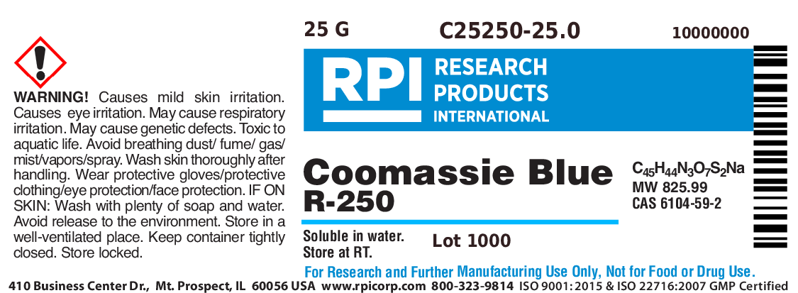 C25250-25.0 - Coomassie Blue R-250, 25 Grams